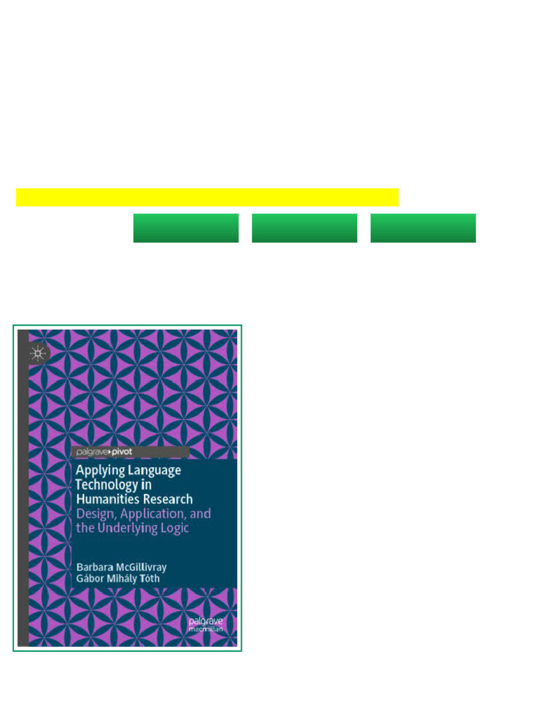 (Ebook) Applying Language Technology in Humanities Research: Design ...
