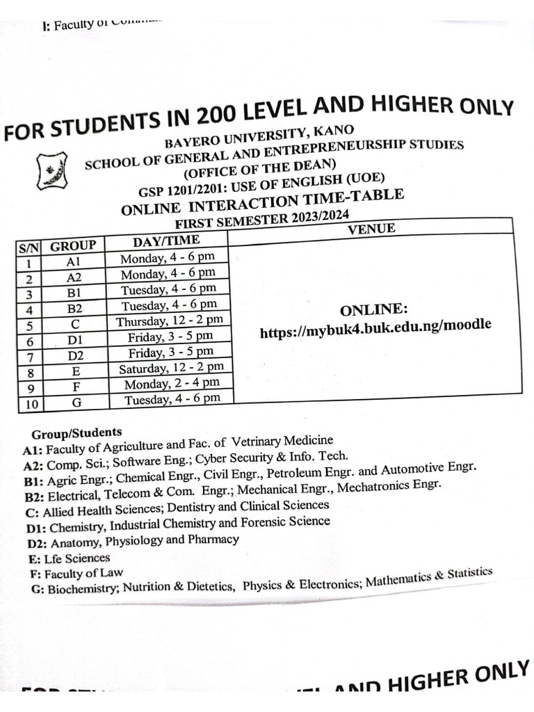 GSP Online Interactions Time Table. 2024 | PDF