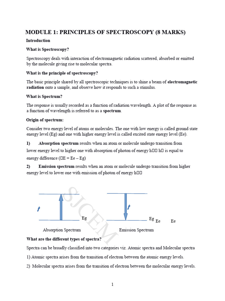 Principles of Spectroscopy Notes | PDF | Spectroscopy | Emission Spectrum