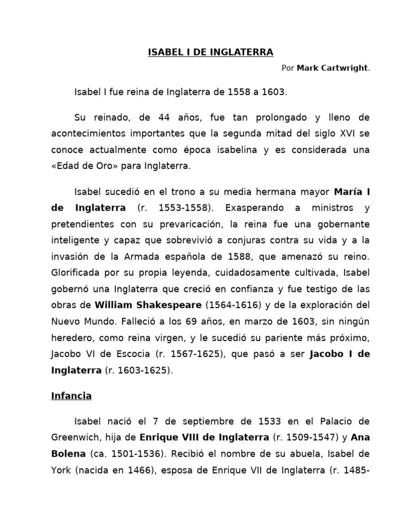 Isabel I de Inglaterra: Reina Virgen y Política | PDF | María, reina de ...