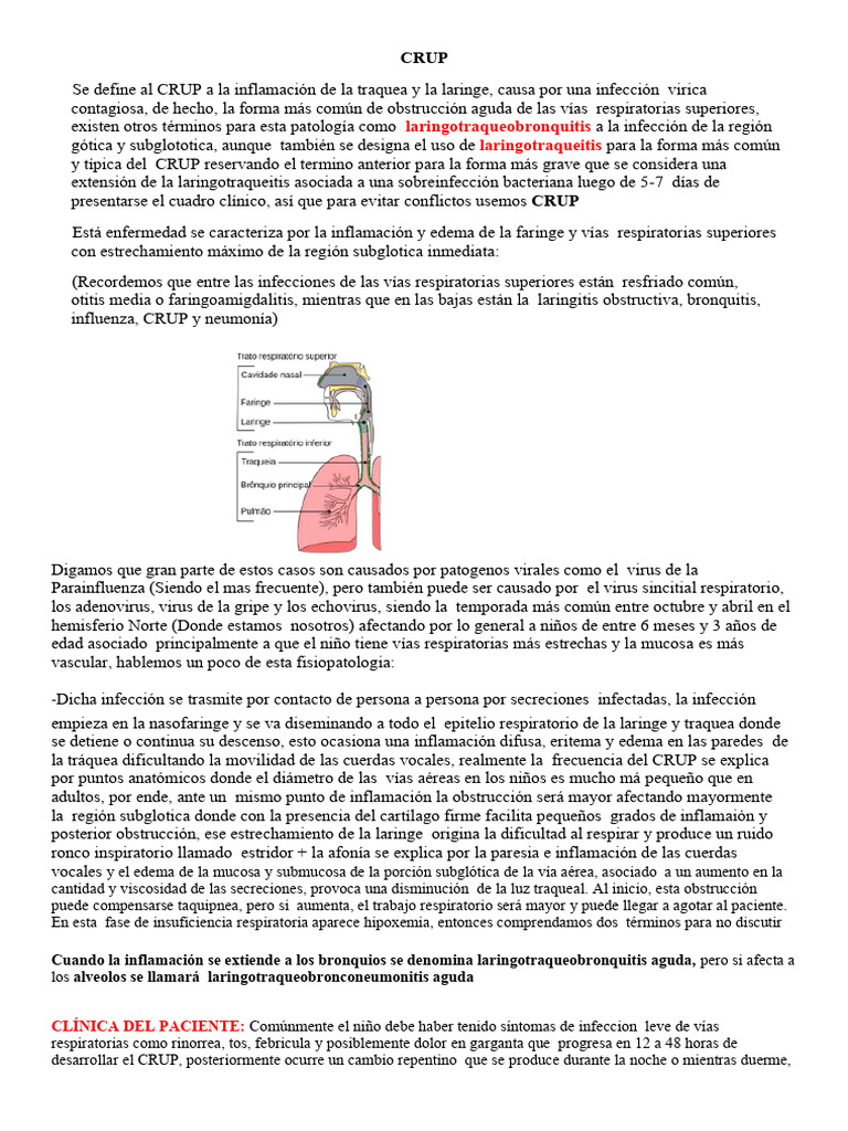 CRUP: Inflamación y Síntomas en Niños | PDF | Tos | Especialidades Medicas