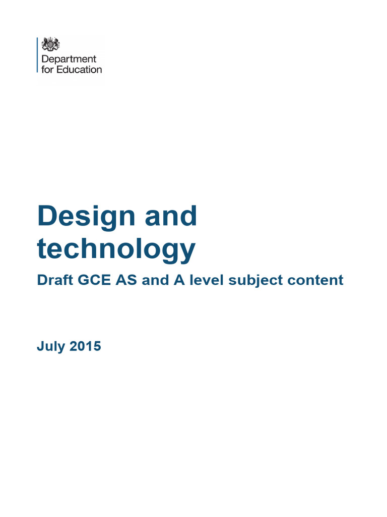Design and Technology GCE Subject Content | PDF | Engineering ...