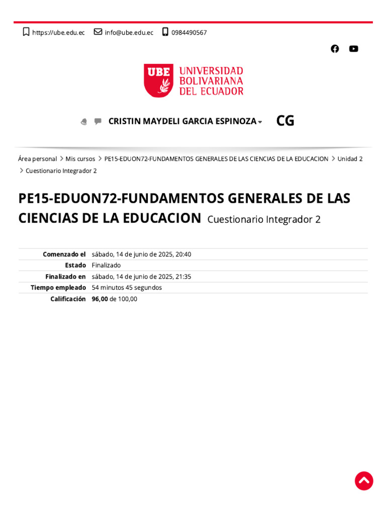 Cuestionario Integrador 2_ Revisión Del Intento _ EVA-UBE | PDF ...