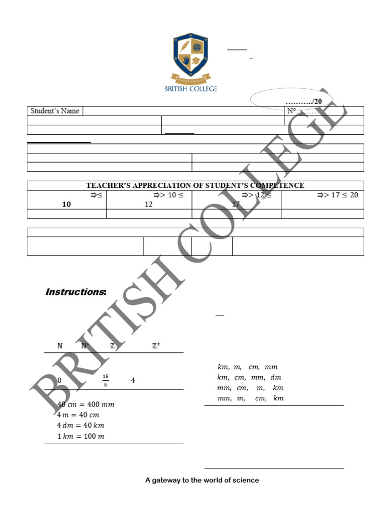 Mathematics Exam for Form 1 Students | PDF | Circle | Perpendicular