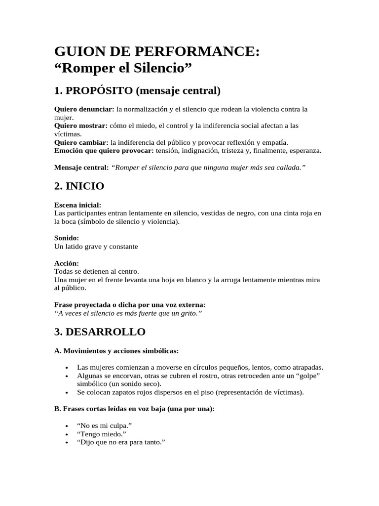 Guion de Performance | PDF