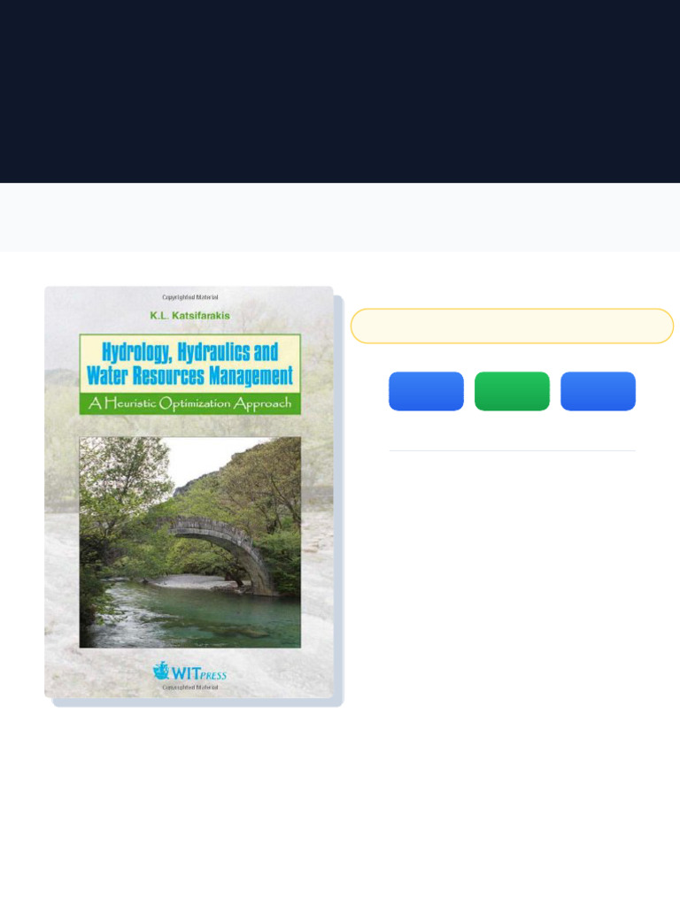 Hydrology Hydraulics and Water Resources Management A Heuristic ...