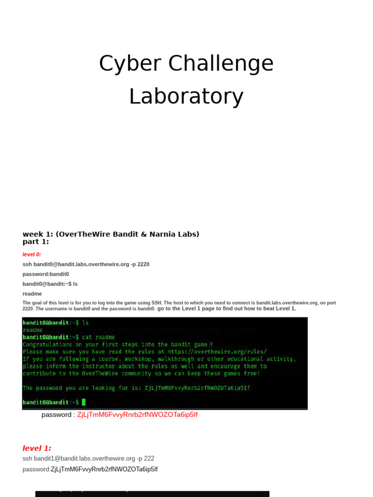 Cyber Challenge: OverTheWire Labs Guide | PDF