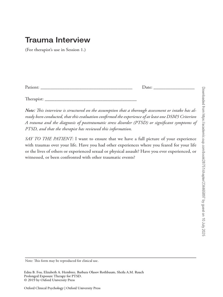 Trauma Interview (English) | PDF
