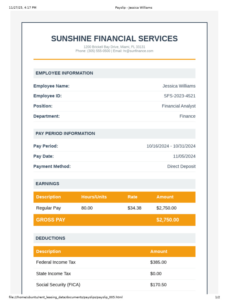 Payslip 005 | PDF | Paycheck | Economy Of The United States