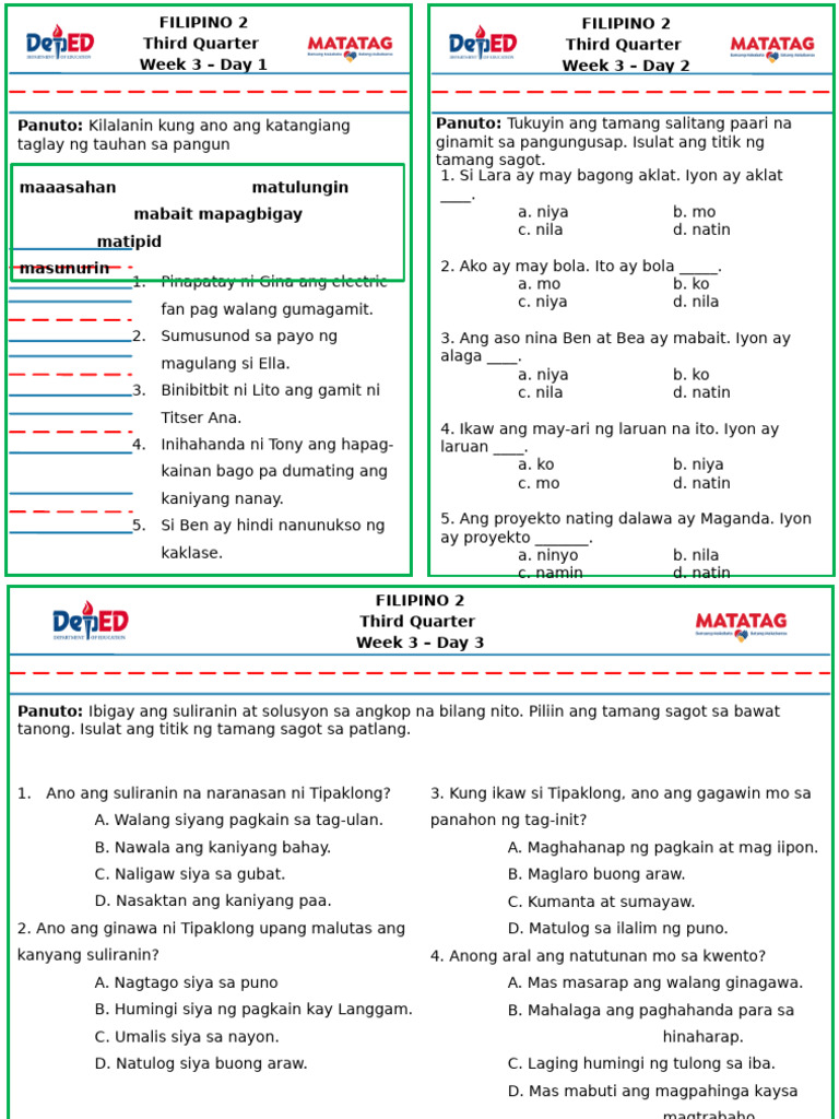 Filipino - Q3 Week 3 | PDF
