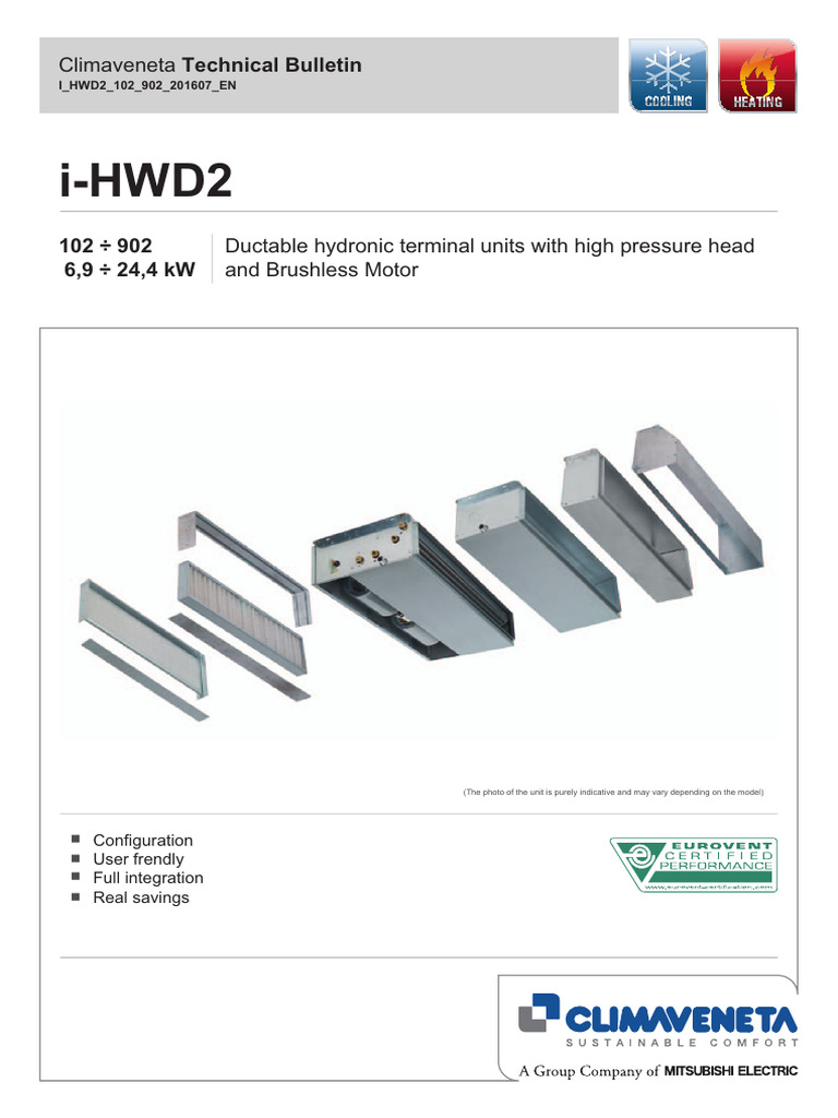i-HWD2 Ductable Hydronic Units Guide | PDF | Screw | Decibel