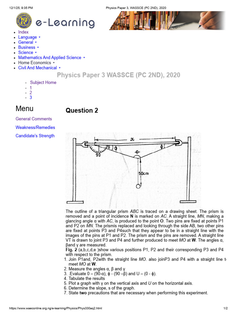 Physics Experiment on Triangular Prism | PDF | Refraction