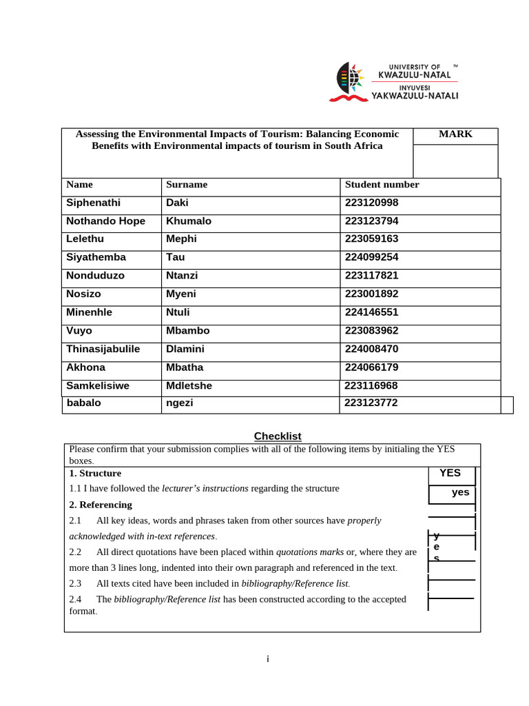 Environmental Impacts of Tourism in SA | PDF | Tourism | Sustainability
