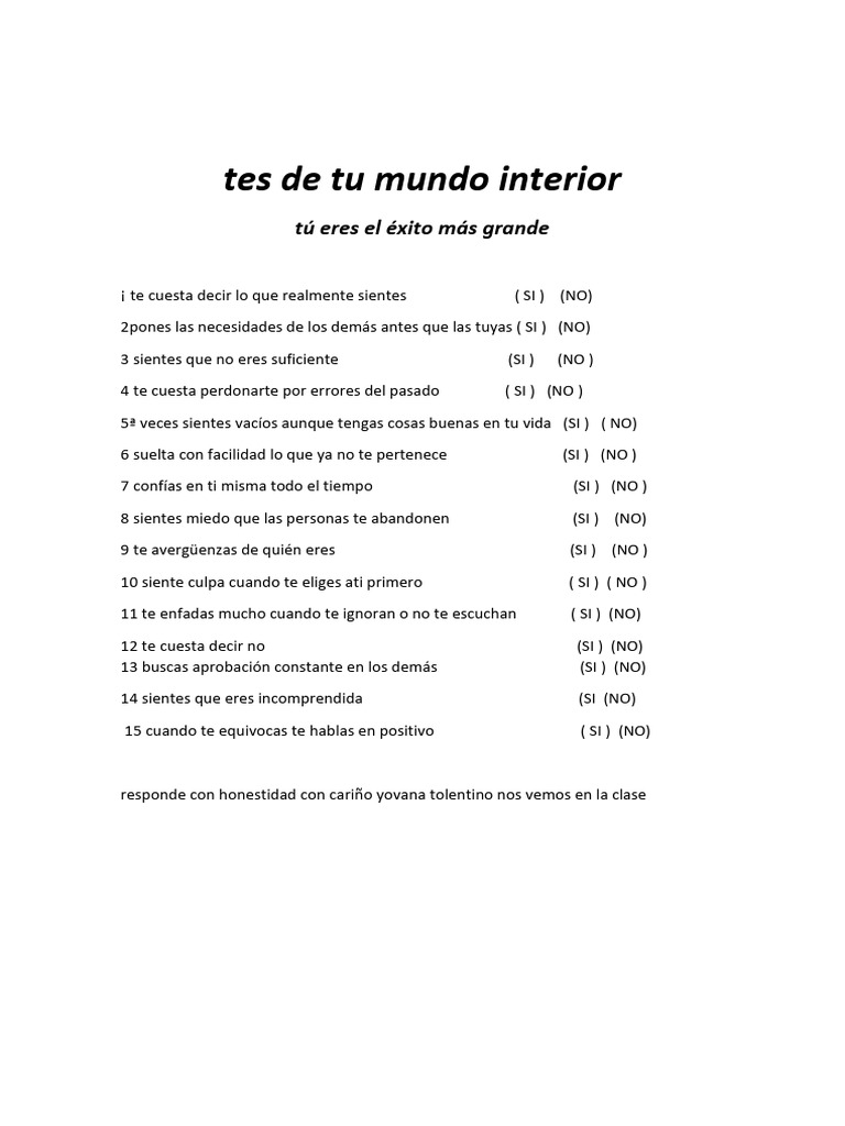 Reflexiones sobre tu mundo interior | PDF