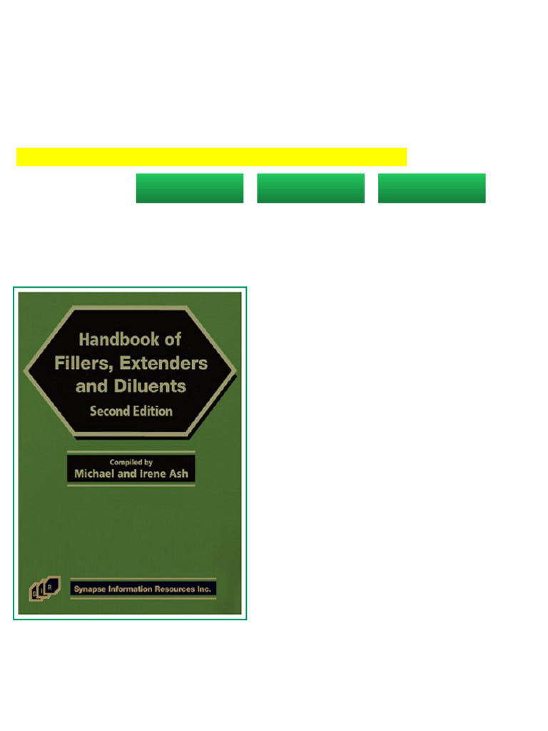Handbook of Fillers Extenders and Diluents Second Edition Michael Ash ...