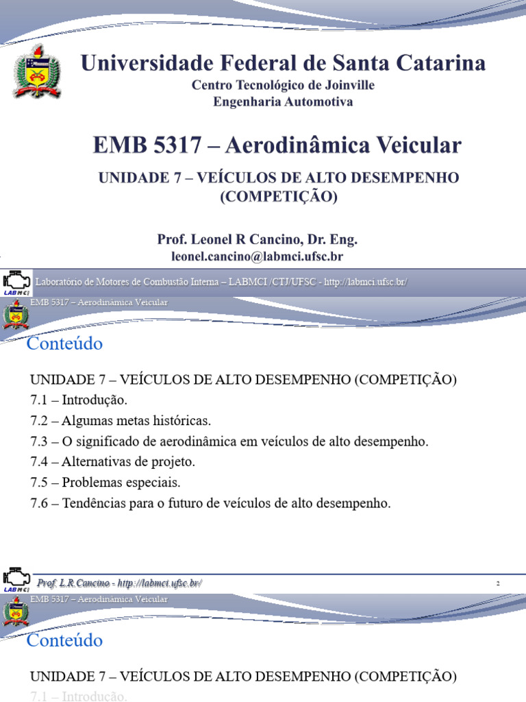 EMB 5317 - Aerodinâmica Veicular - LRCancino - 18 - 20 - NF | PDF ...