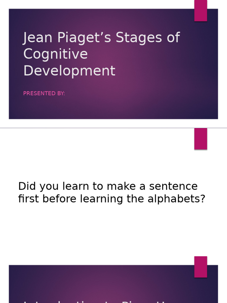 Piaget's Four Stages of Cognitive Development | PDF | Schema ...