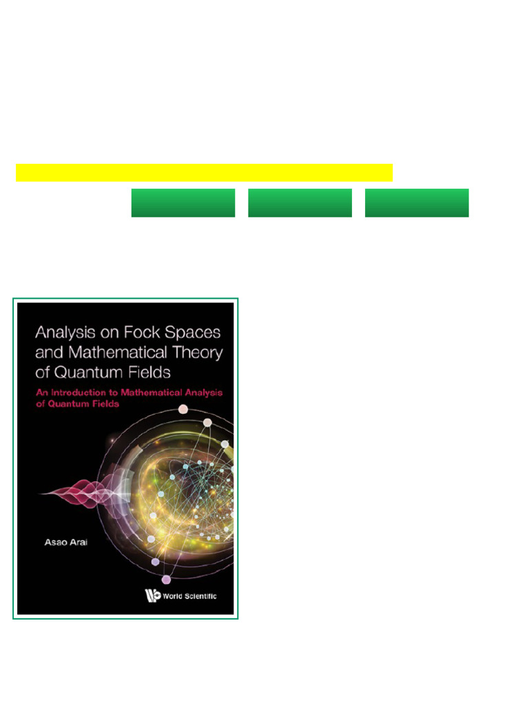 (Ebook) Analysis On Fock Spaces and Mathematical Theory of Quantum ...