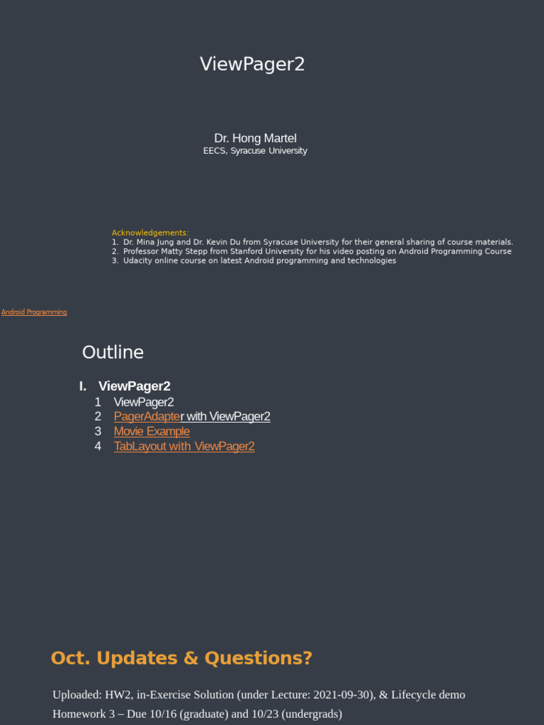 Lec11-2021-10-07-Th (ViewPager2) | PDF | Model–View–Controller ...