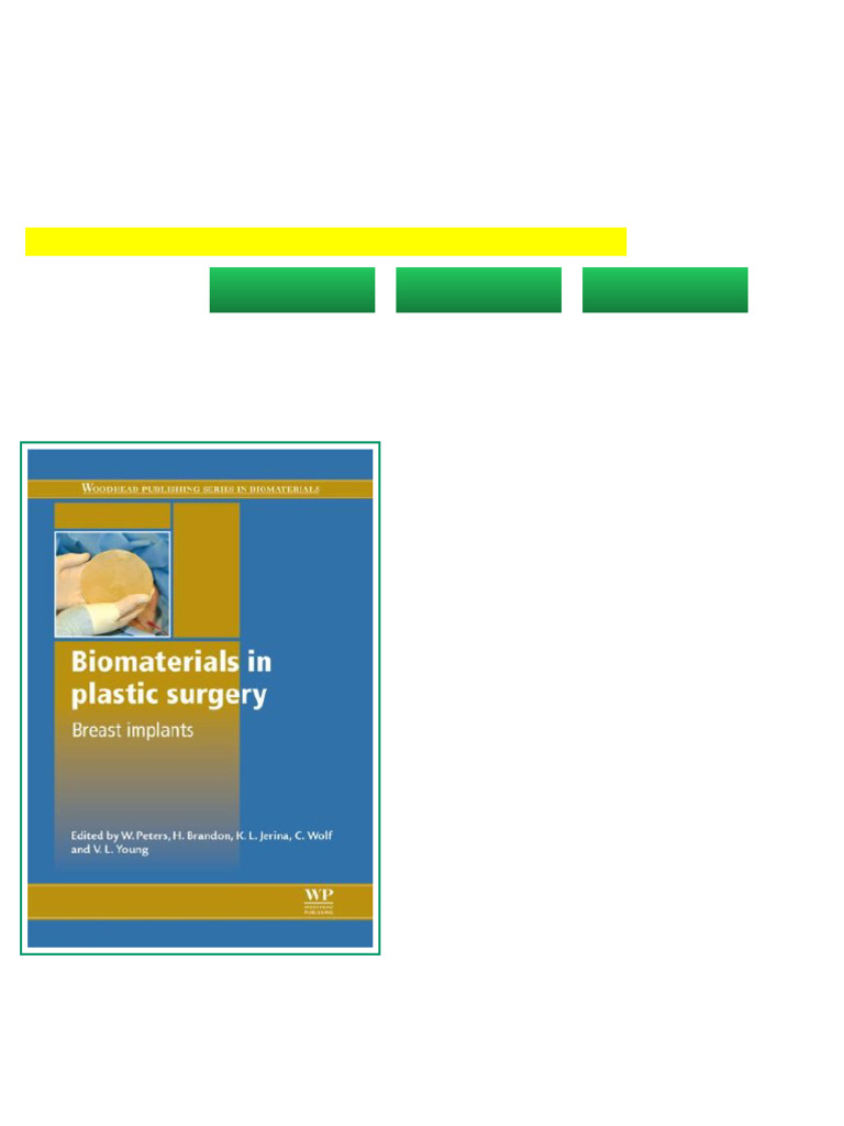 Biomaterials in Plastic Surgery Breast Implants 1st Edition Walter ...