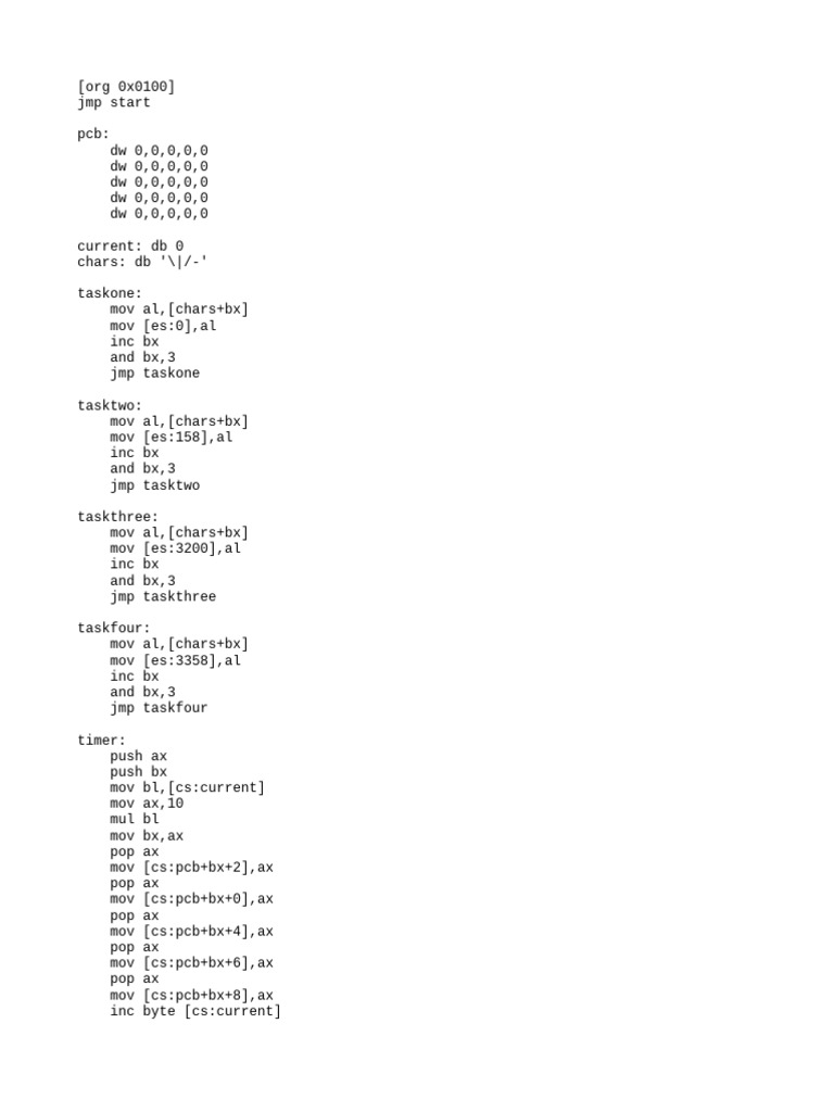 Assembly Code for Task Scheduling | PDF