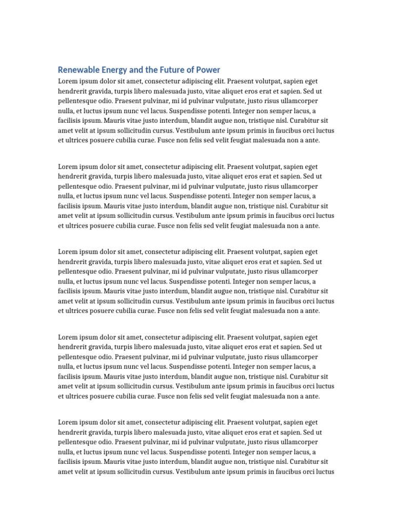 Renewable Energy Essay | PDF