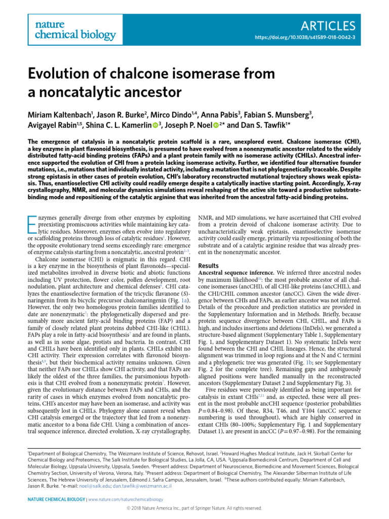 Evolution of Chalcone Isomerase From ASR | PDF | Mutation | Epistasis
