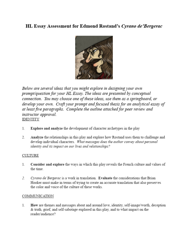 Cyrano HL Essay Outline-Ishitha Shantmoorthy (1) | PDF | Irony | Essays