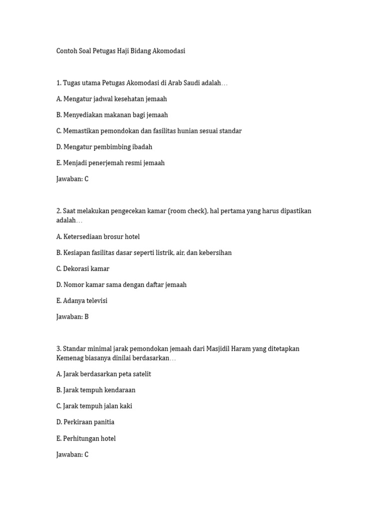 Contoh Soal Ppih Akomodasidocx | PDF