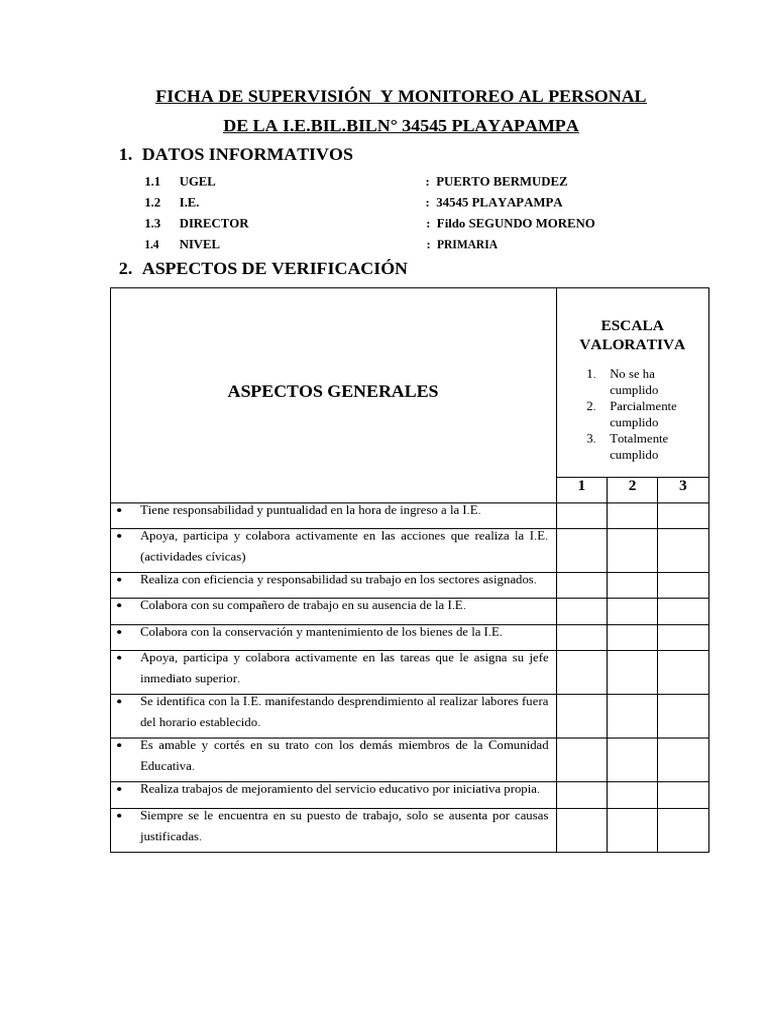 INFORME DE SUPERVISION Y MONITOREO DOCENTE | PDF