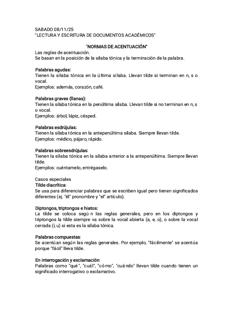 Normas de Acentuación | PDF