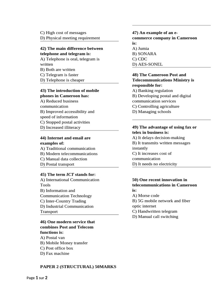 f4 Com 2nd Exam - Paper 1 | PDF