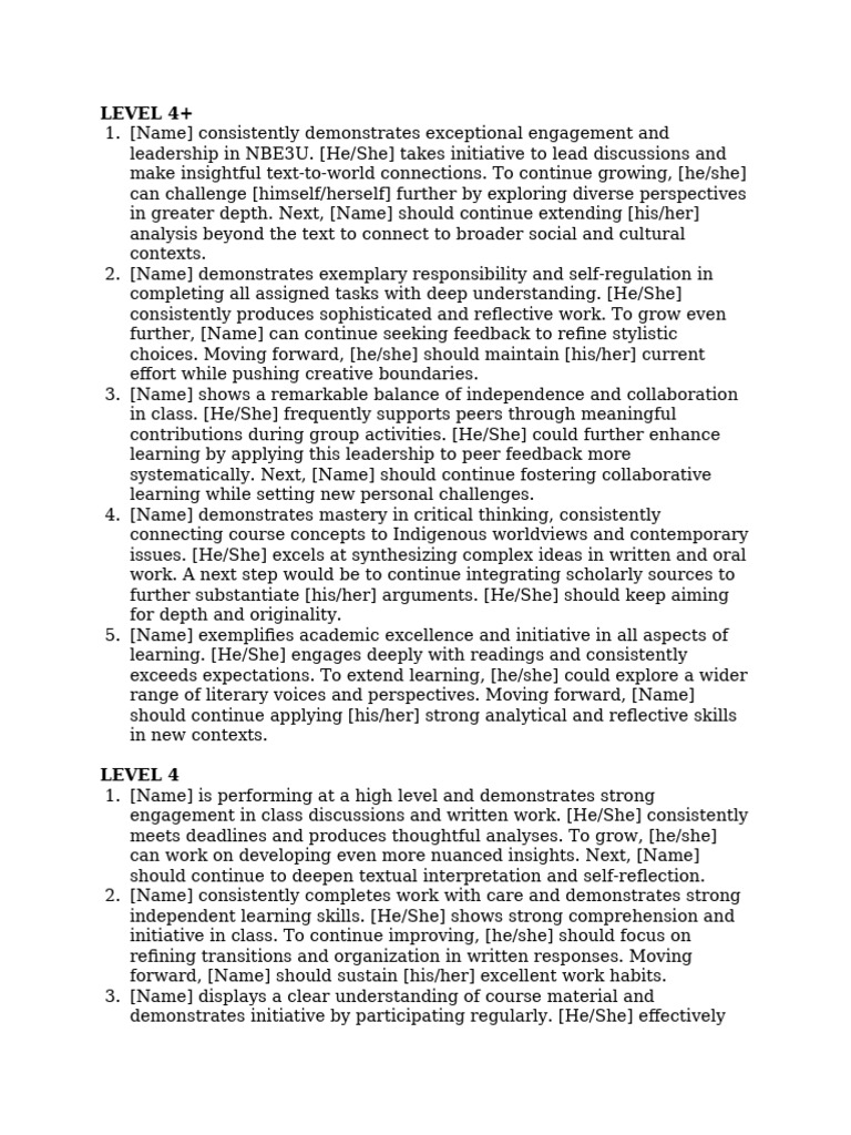 Progress Report Comments 1 | PDF | Learning | Reading Comprehension