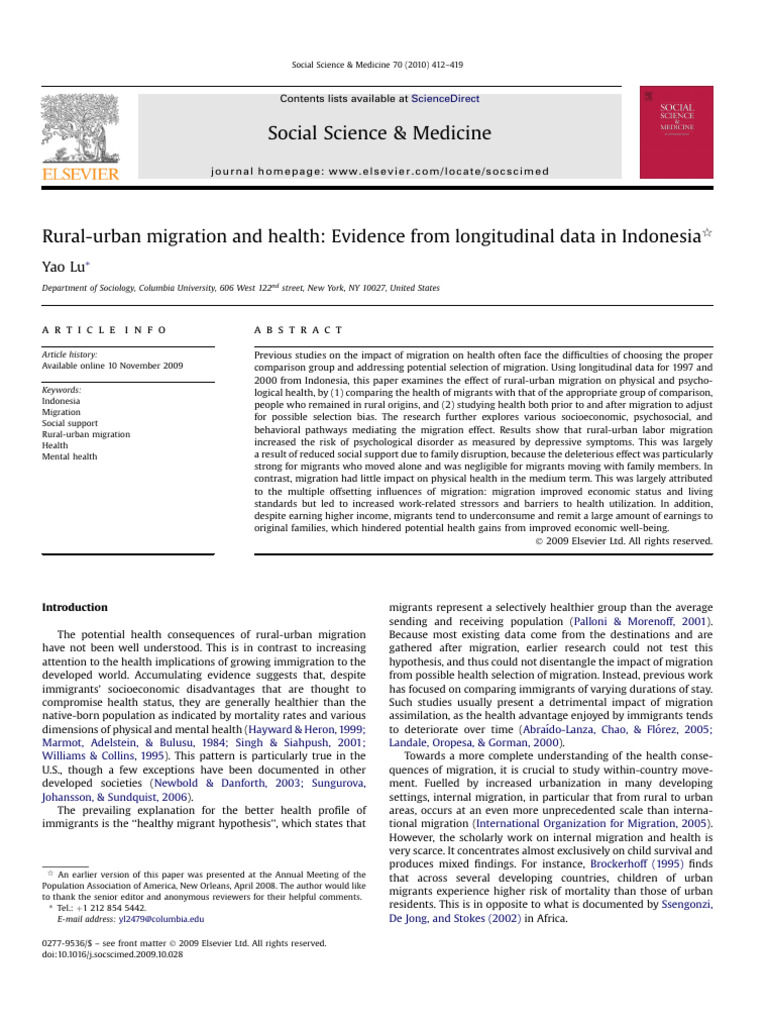 Mei 2023 - Rural-Urban Migration and Health - Evidence From ...