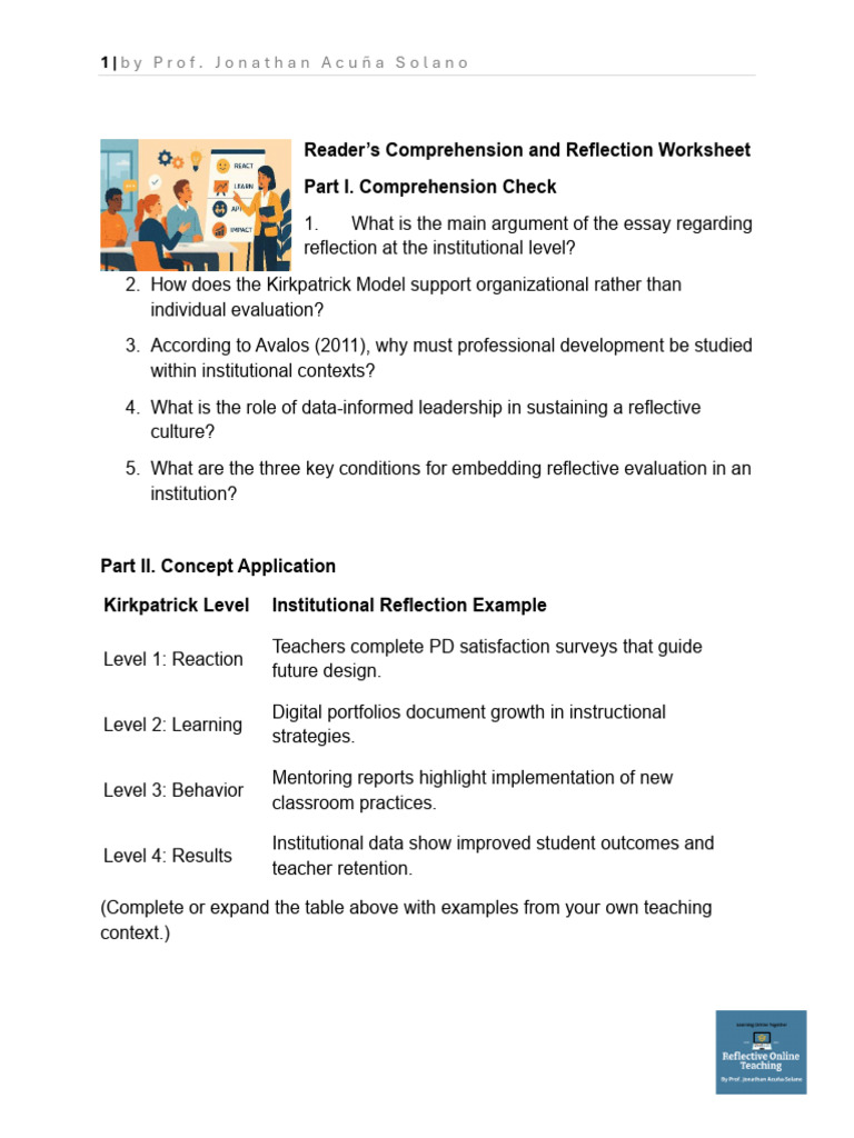 Reader's Comprehension and Reflection Worksheet | PDF | Analytics ...
