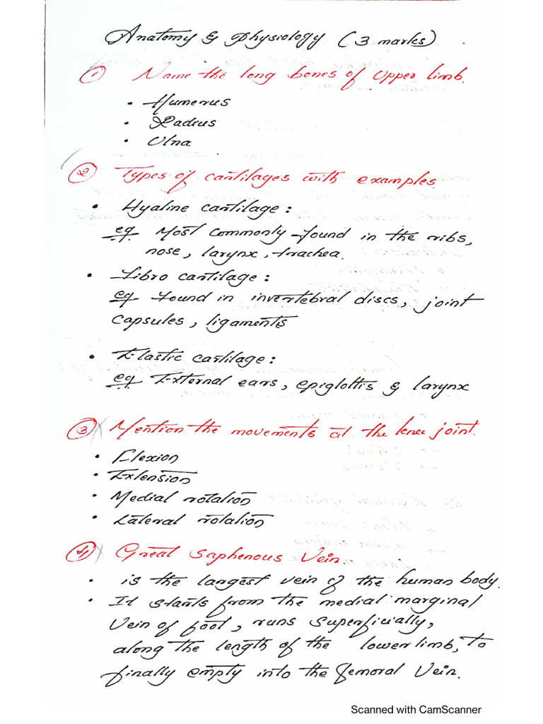 Anatomy and Physiology 3 marks solved(7) | PDF
