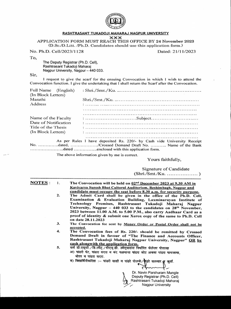 Instruction Regarding Dress Code and Fees To Attend Convocation ...