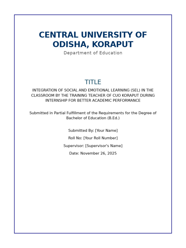 SEL Research Final Stylish | PDF | Self Efficacy | Teachers