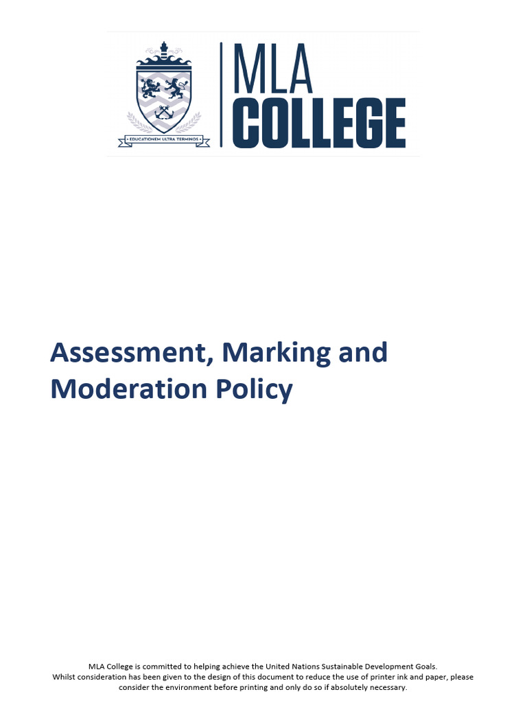 MLA College Assessment Marking and Moderation Policy v4.0 | PDF ...