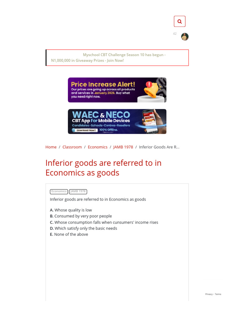 Inferior Goods Are Referred To in Economics As Goods - Myschool | PDF ...