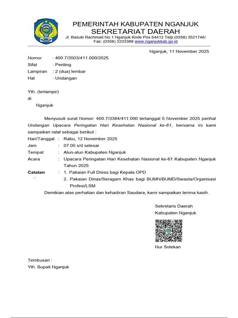 Ralat Undangan Upacara HKN61 VVIP | PDF
