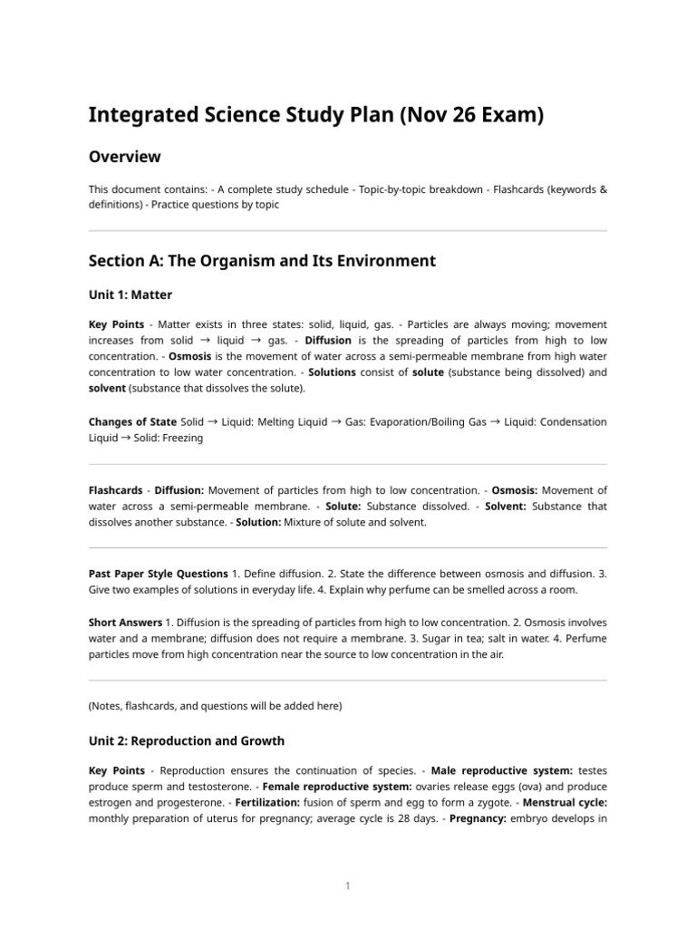 Integrated Science Master Study Plan | PDF | Menstrual Cycle | Uterus
