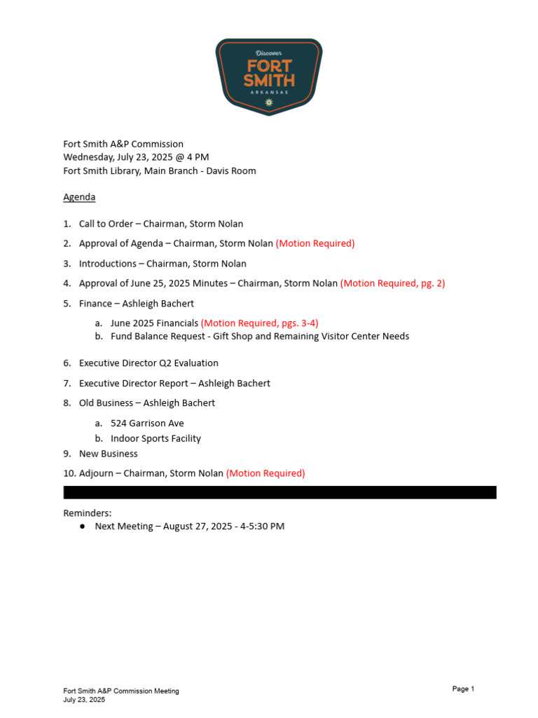2025-07-23 Meeting Packet | PDF | Business