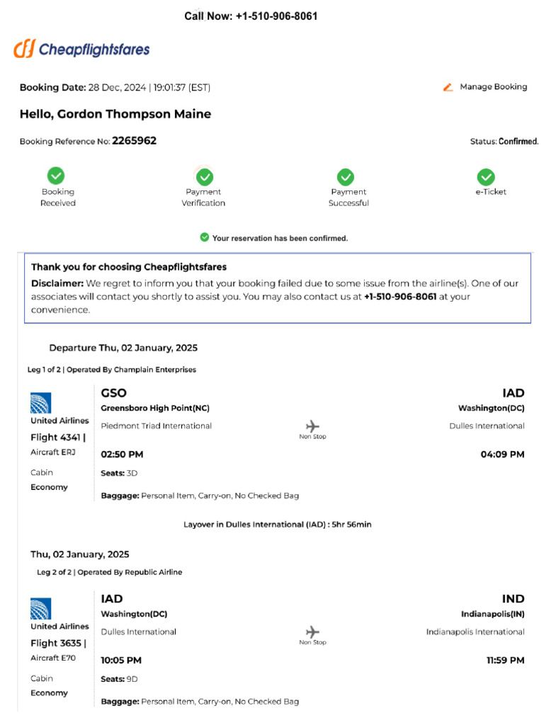 CheapFlightsFares- Your Booking Confirmed | PDF