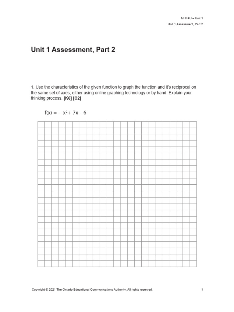 Mhf4u Unit1 Assessment Part2 | PDF | Asymptote | Algebra