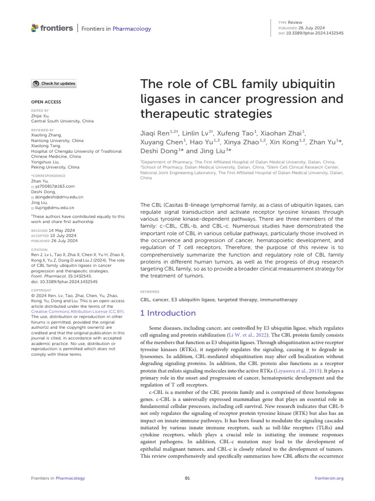 The Role of CBL Family | PDF | Epidermal Growth Factor Receptor | Ubiquitin