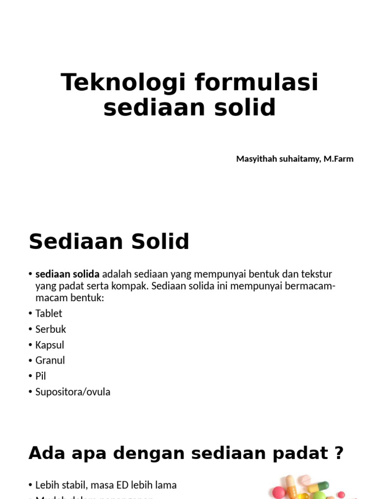 Teknologi Formulasi Sediaan Solid (Sediaan Padat) | PDF