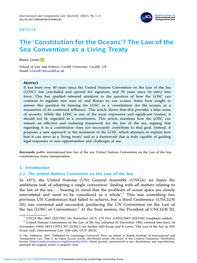 Lewis (2025) The Constitution For The Oceans The Law of The Sea ...
