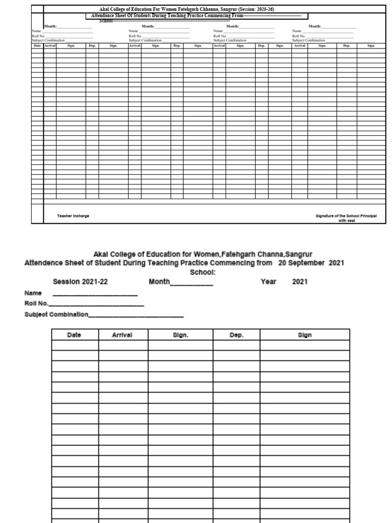Tp Attendance Sheet 2025 | PDF