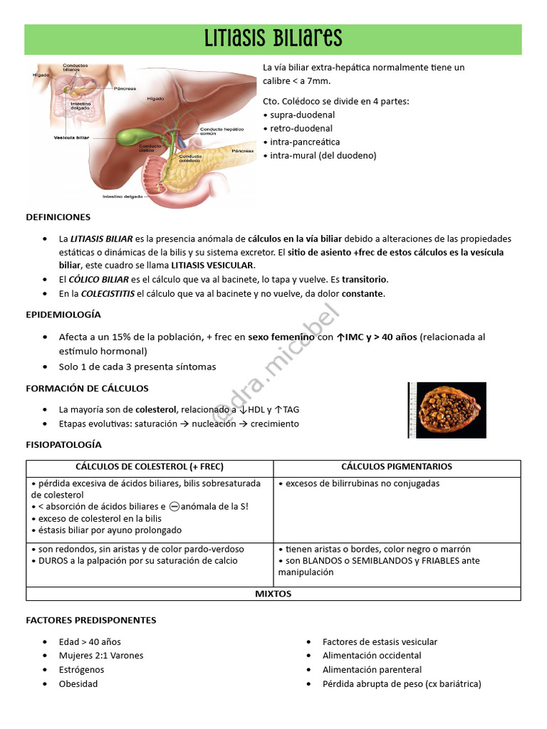 Litiasis Biliar, Colecistitis Aguda, Litiasis Coledociana o ...